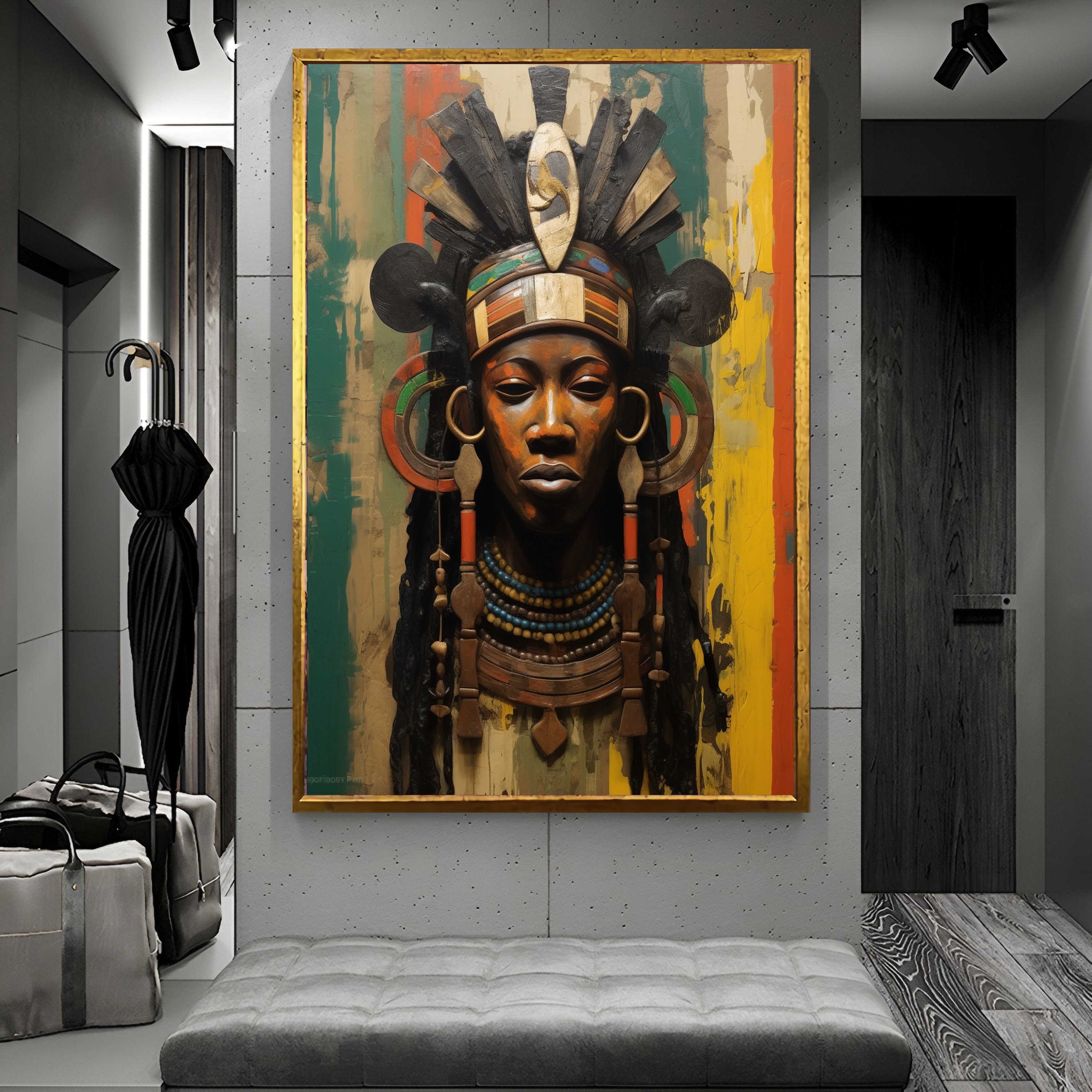 Female Tribe Member Art, African Themed Wall Decor, Gift for the ...