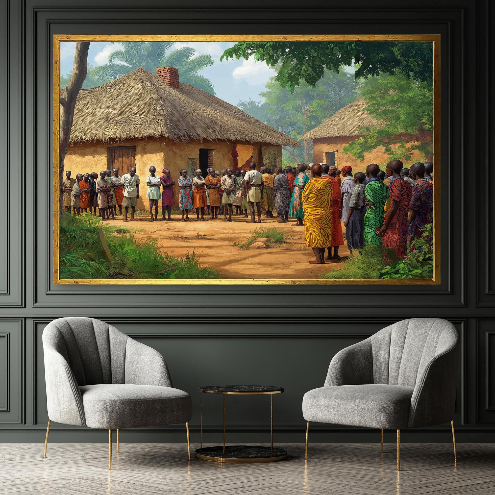 African Village Framed Canvas Art: Cultural Home Decor - Etsy