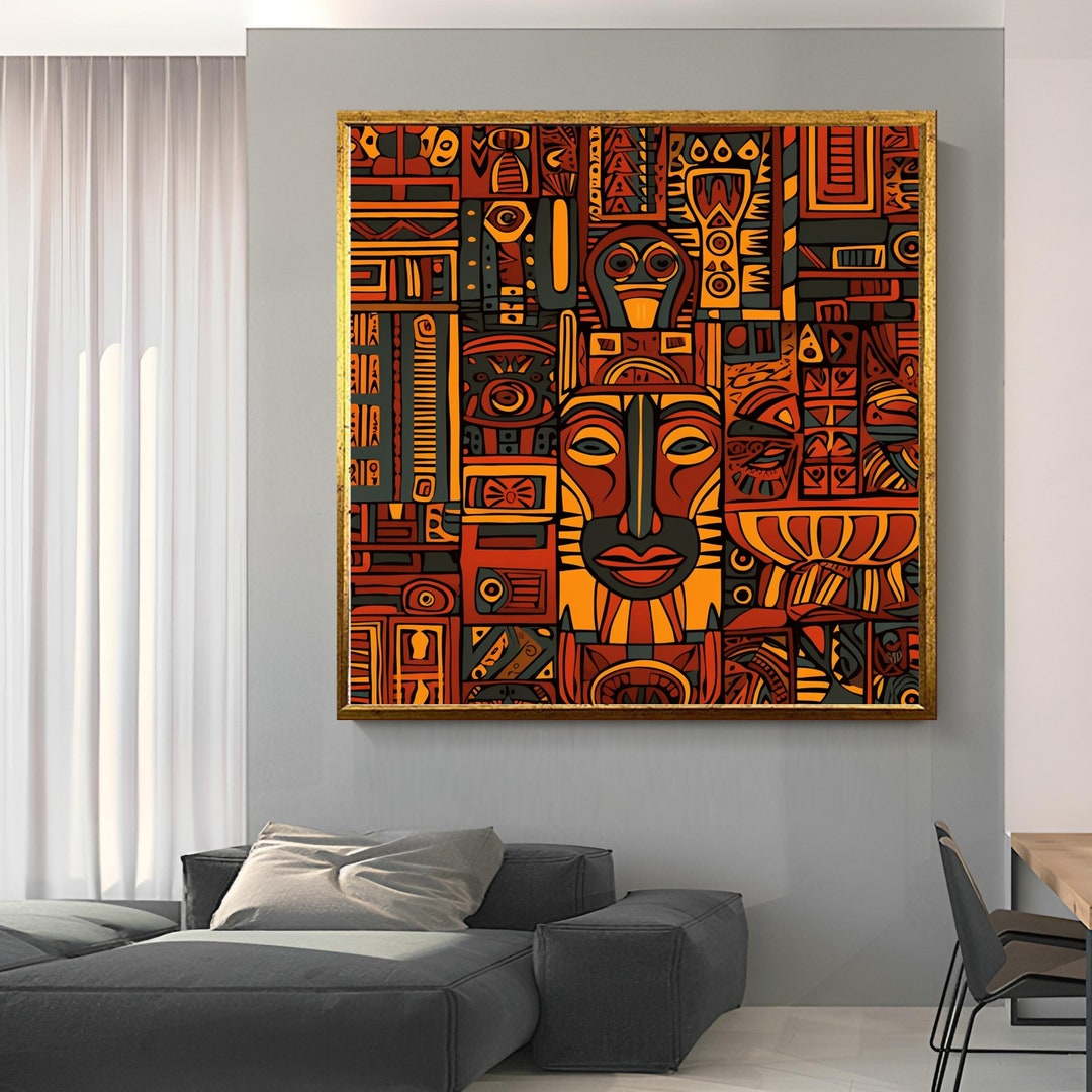Wall Art African, African Patterned Abstract Wall Art, African Themed Canvas, Home Decor, Gift ...
