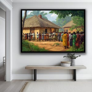 African Village Framed Canvas Art: Cultural Home Decor - Etsy