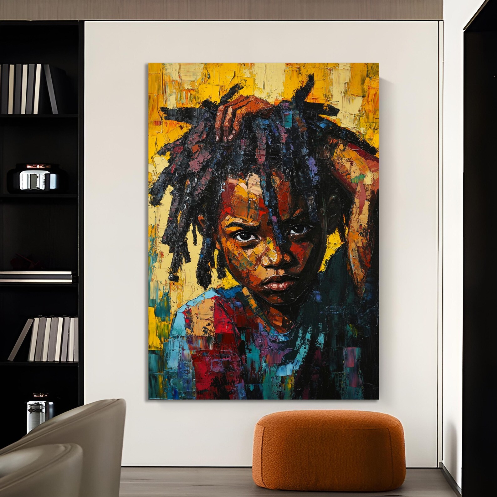 Black Boy Portrait Canvas, Modern Afro Art, Ethnic Home Decor - Etsy