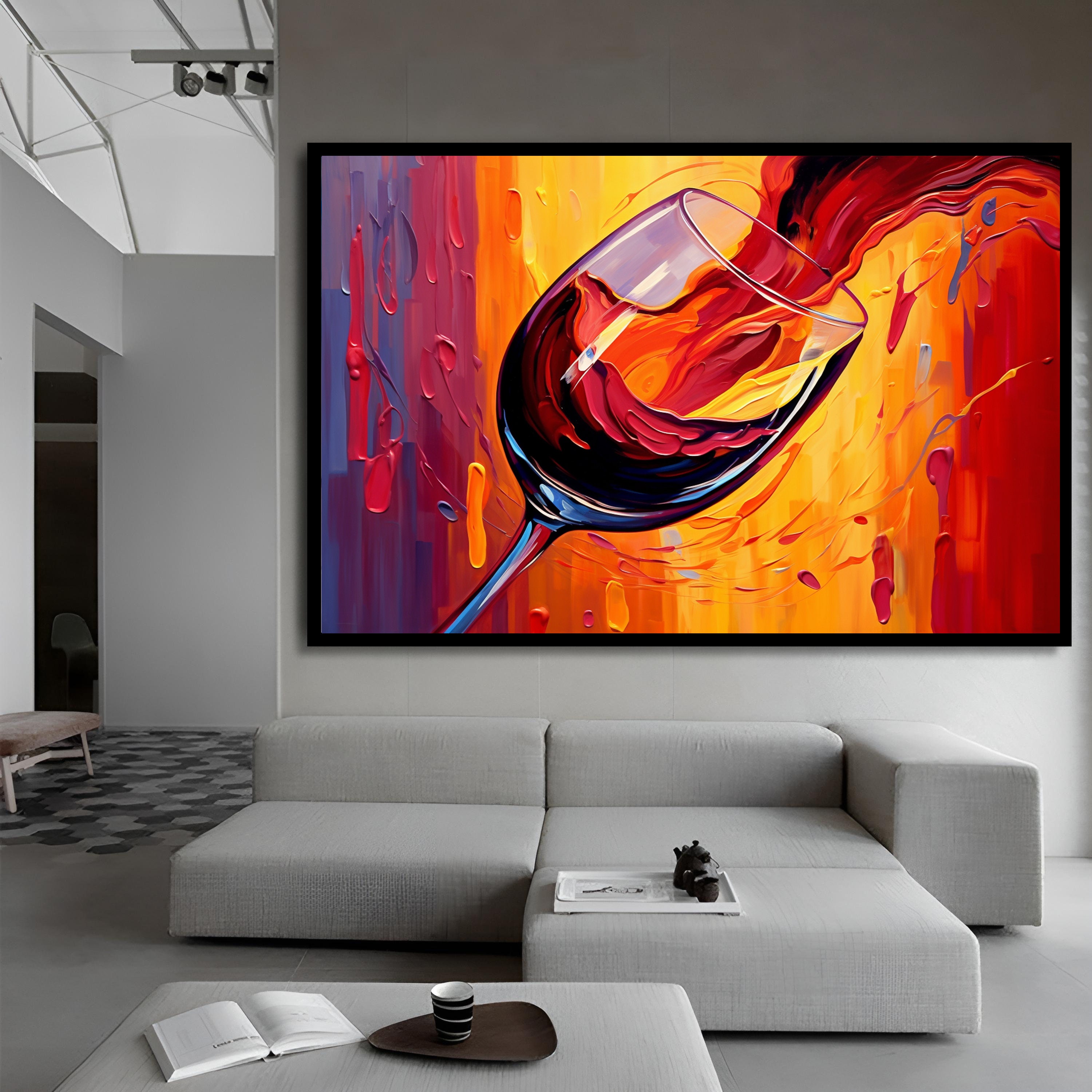 Modern Abstract Wine Glass Canvas Painting Wine Themed Decoration Gift ...