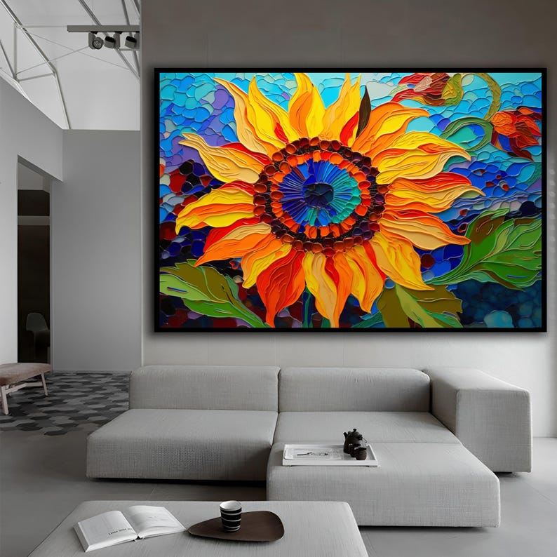 Sunflower Canvas Print, Colorful Farmhouse Wall Art - Etsy