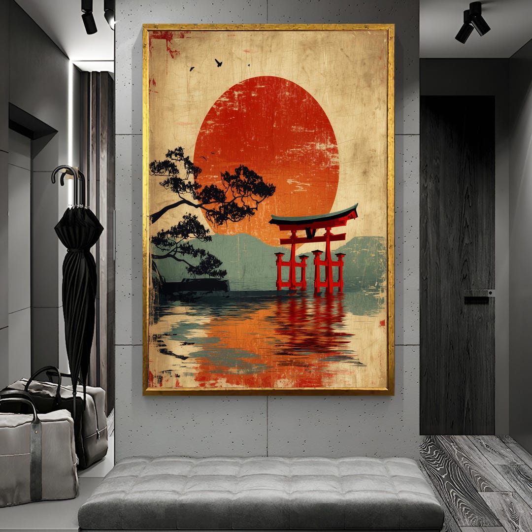Framed Japandi Wall Art : Torii Gate Print, Japanese Culture Art ...