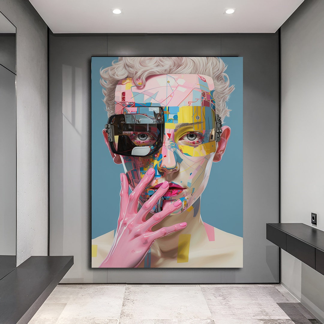 Abstract Human Portrait, Machine Human Wall Art, Face Portrait, Gift ...