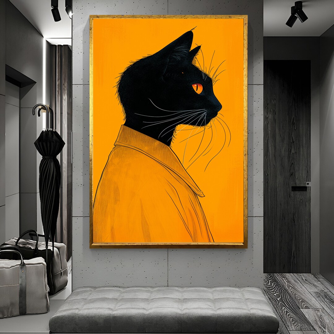 Cat Friendly Gift Black Cat Canvas Art for Pet Lovers Stylish Cat ...