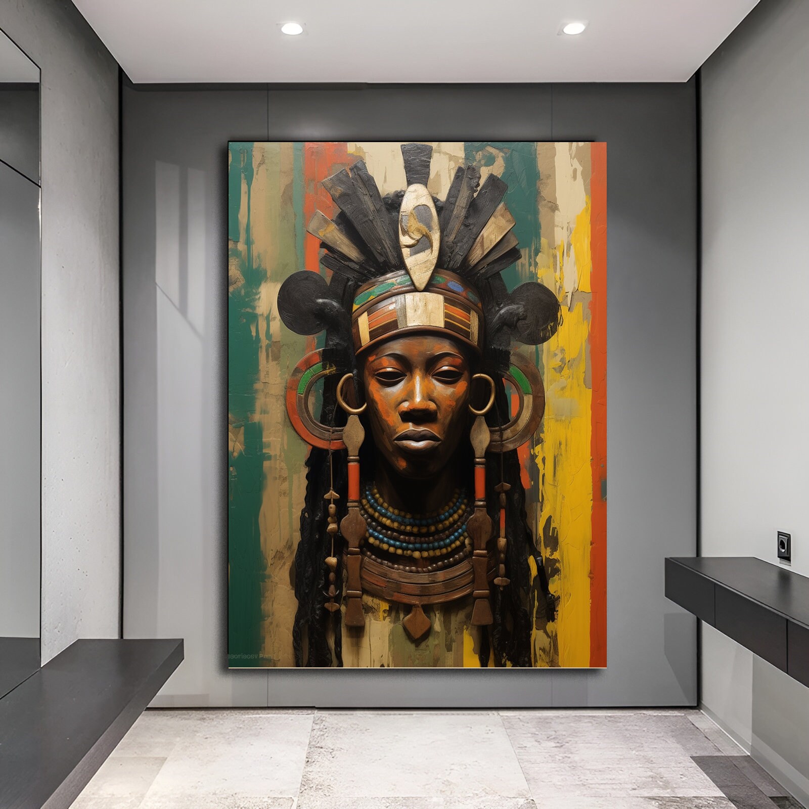 Female Tribe Member Art, African Themed Wall Decor, Gift for the ...