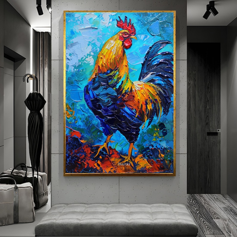 Rooster Painting Rooster Abstract Decor Farmhouse Wall Decor Gift for ...