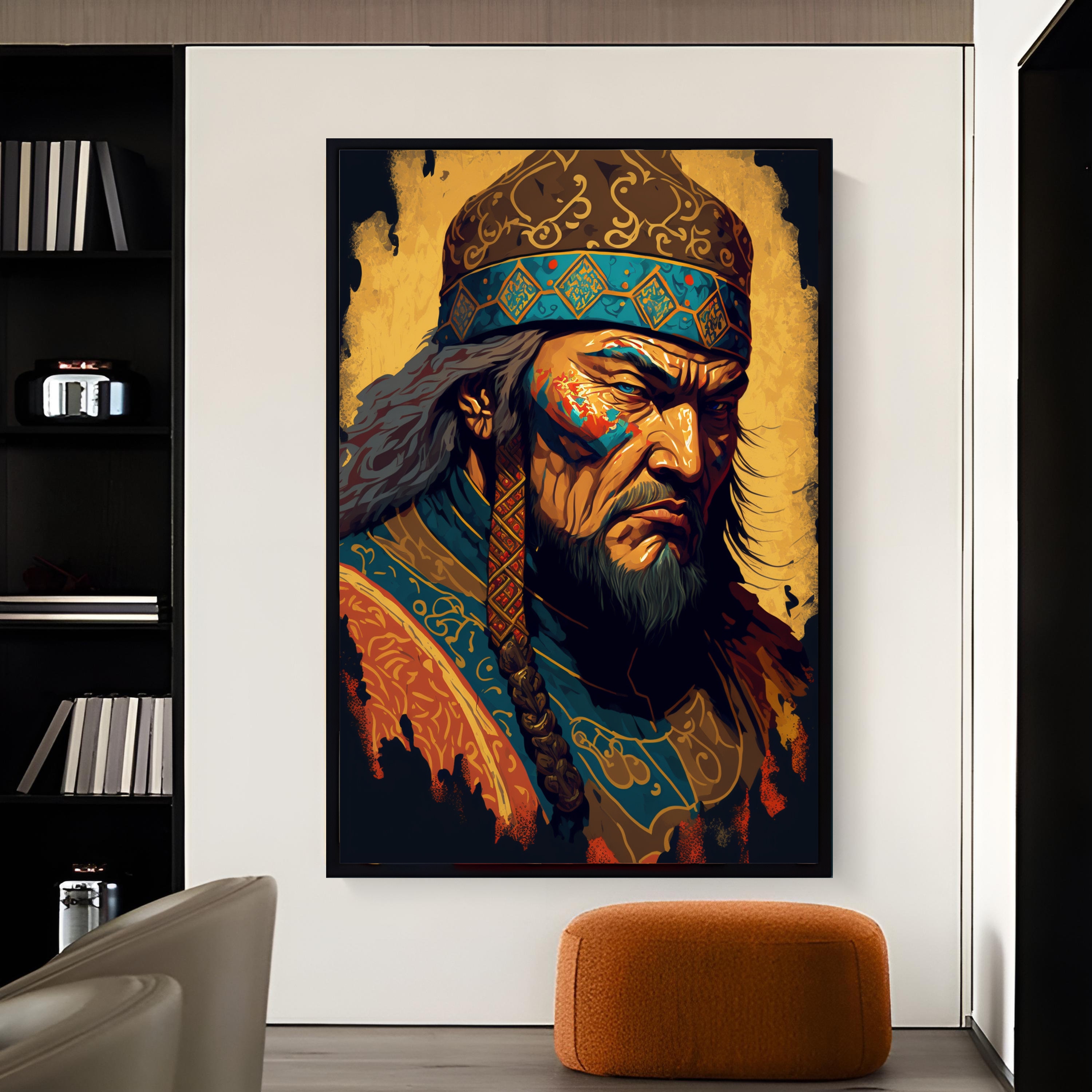 Genghis Khan Wall Art Mongolian King Wall Decor Monarch Wall - Etsy