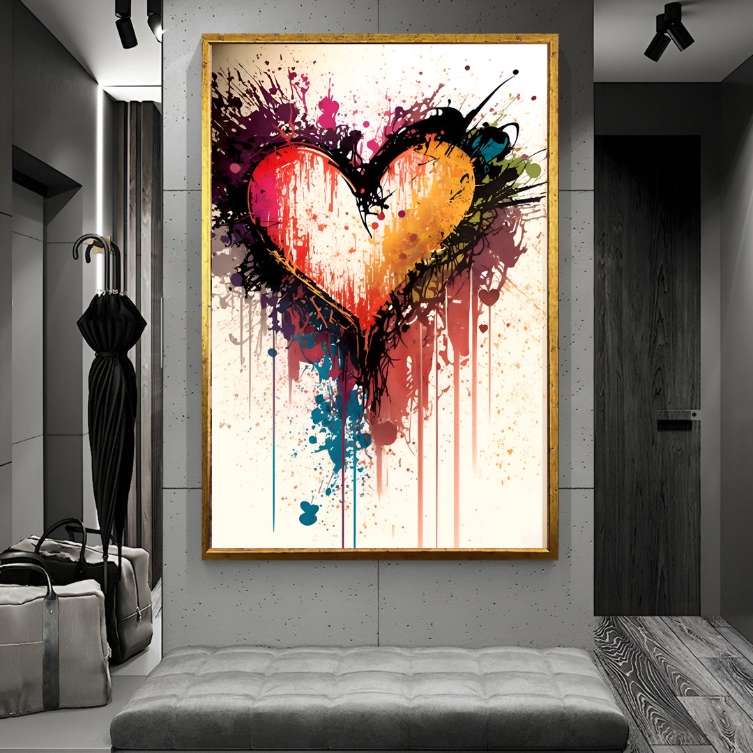 Abstract Heart Art, Graffiti Heart Art, Street Art, Living Room Wall ...