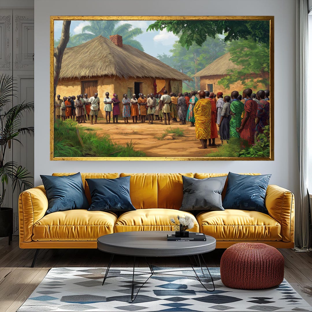 African Village Framed Canvas Art: Cultural Home Decor - Etsy