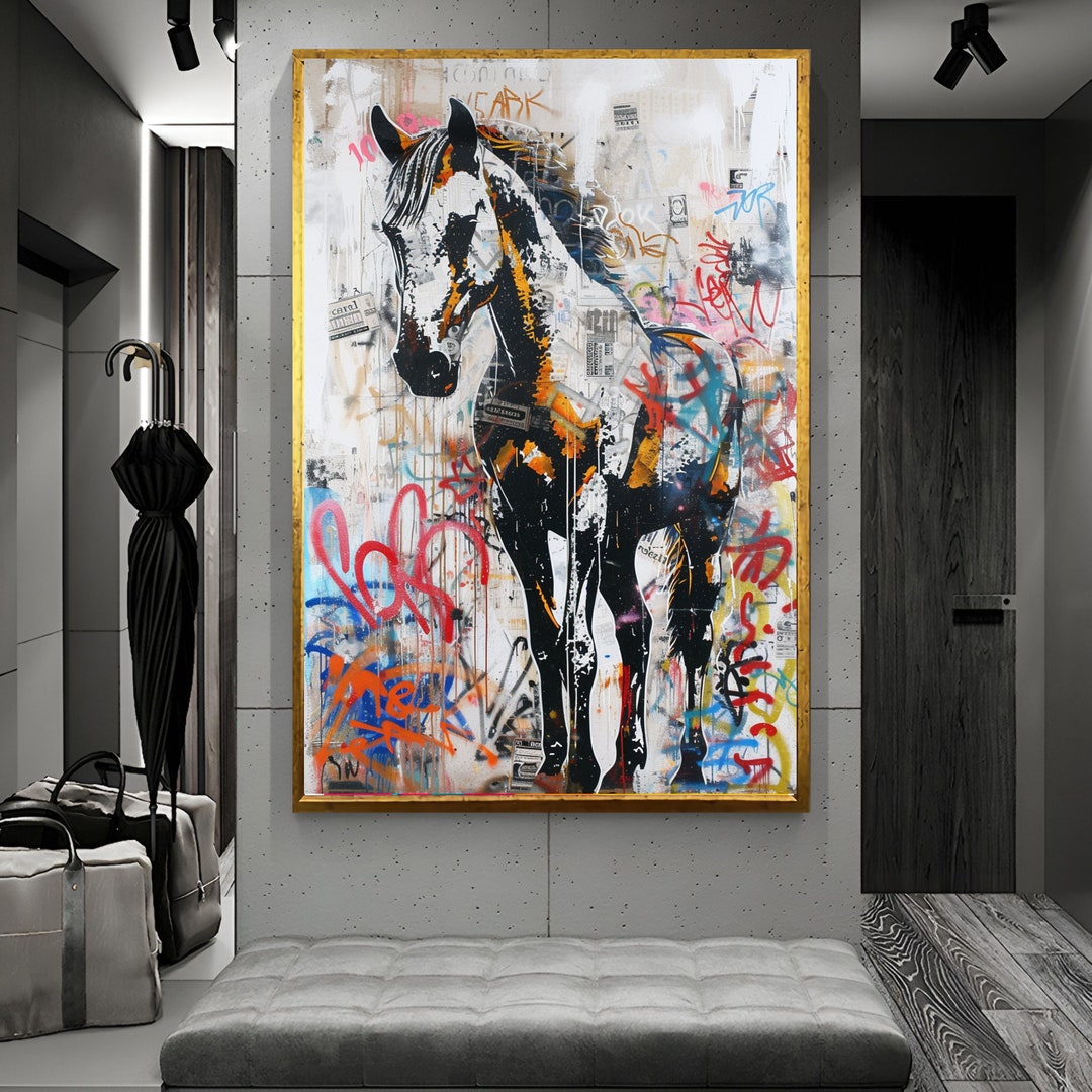 Horse Design Street Graffiti Art Horse Artwork Animal Wall Decor Banksy ...