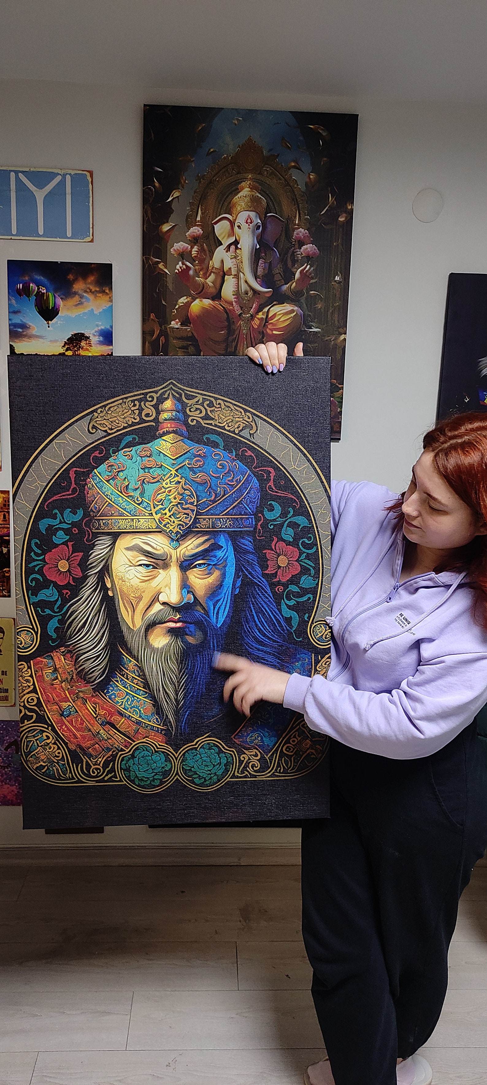 Genghis Khan Wall Art, Mongolian King Wall Decor, Fashion Wall Art ...