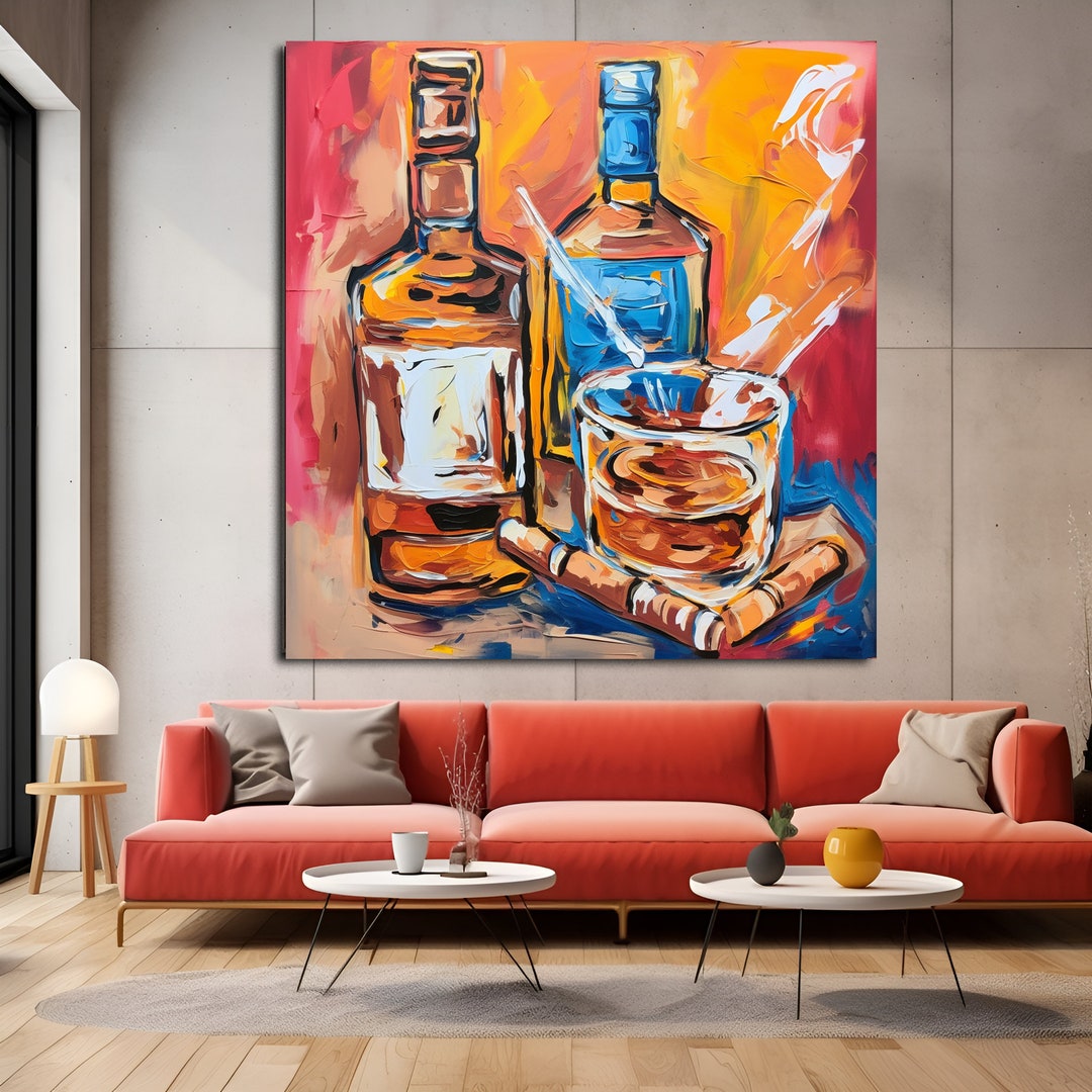 Drink Wall Art Bar Wall Decor Whiskey Decor Whiskey Canvas Gift for Dad ...