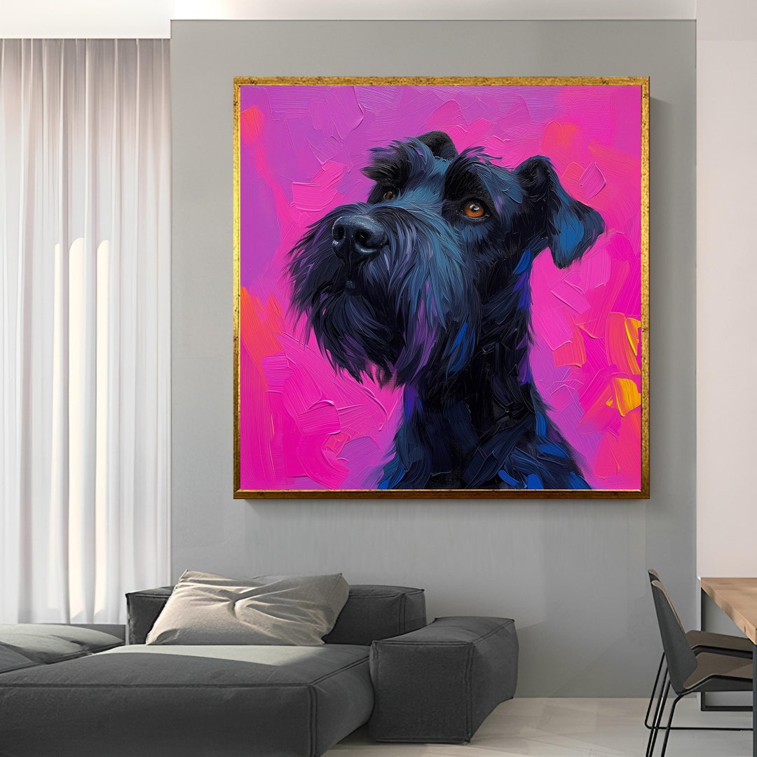 Giant Schnauzer Art, Colorful Pet Portrait Canvas Print - Etsy