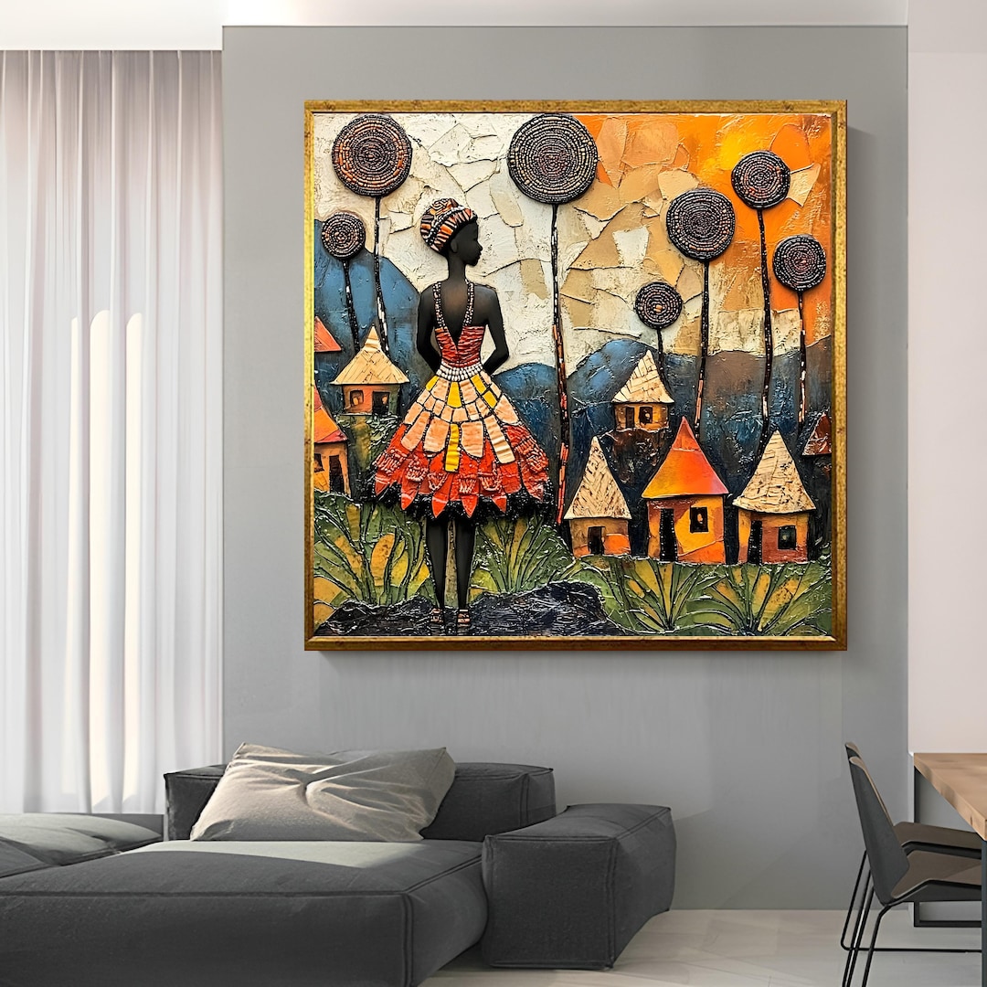 African Village Scene Canvas Print, Framed Art - Etsy