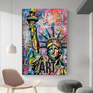 Modern Graffiti Statue of Liberty Art Colorful Pop Art Painting ...