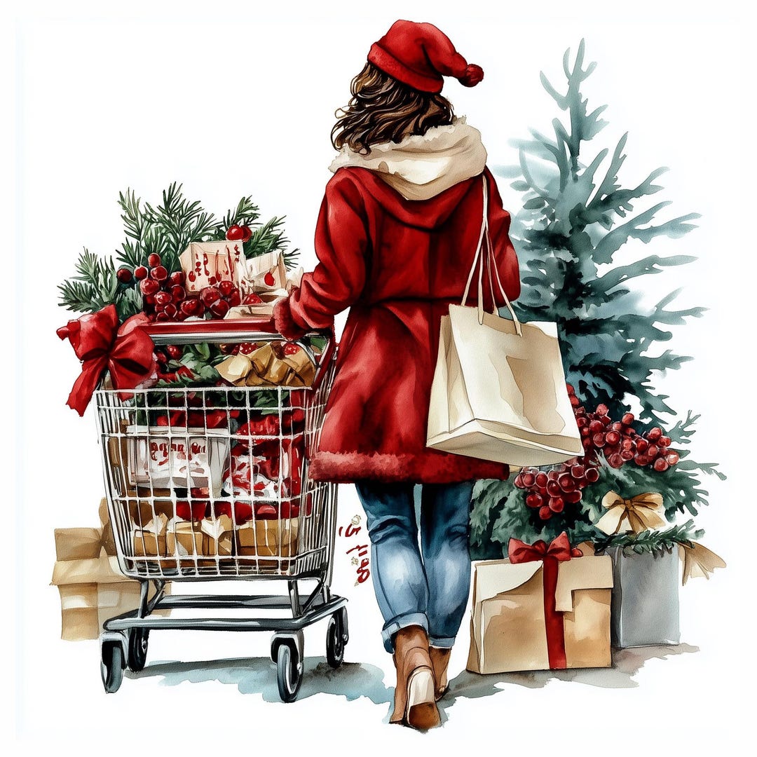 15 Supermarket Shopper Clipart Set Fun Grocery Store Illustrations ...