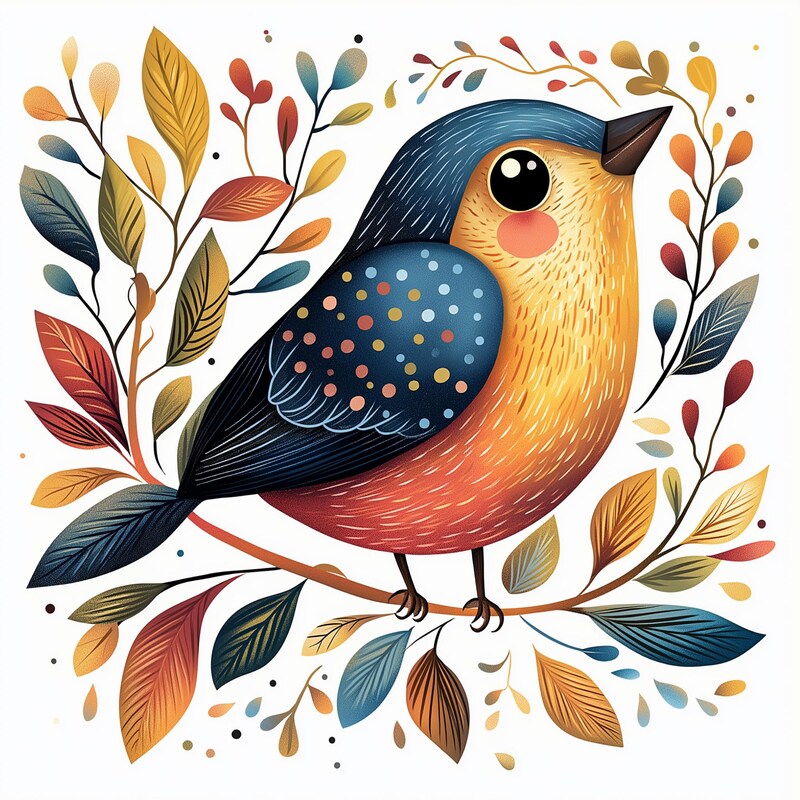 Folk Art Bird Clipart - Etsy