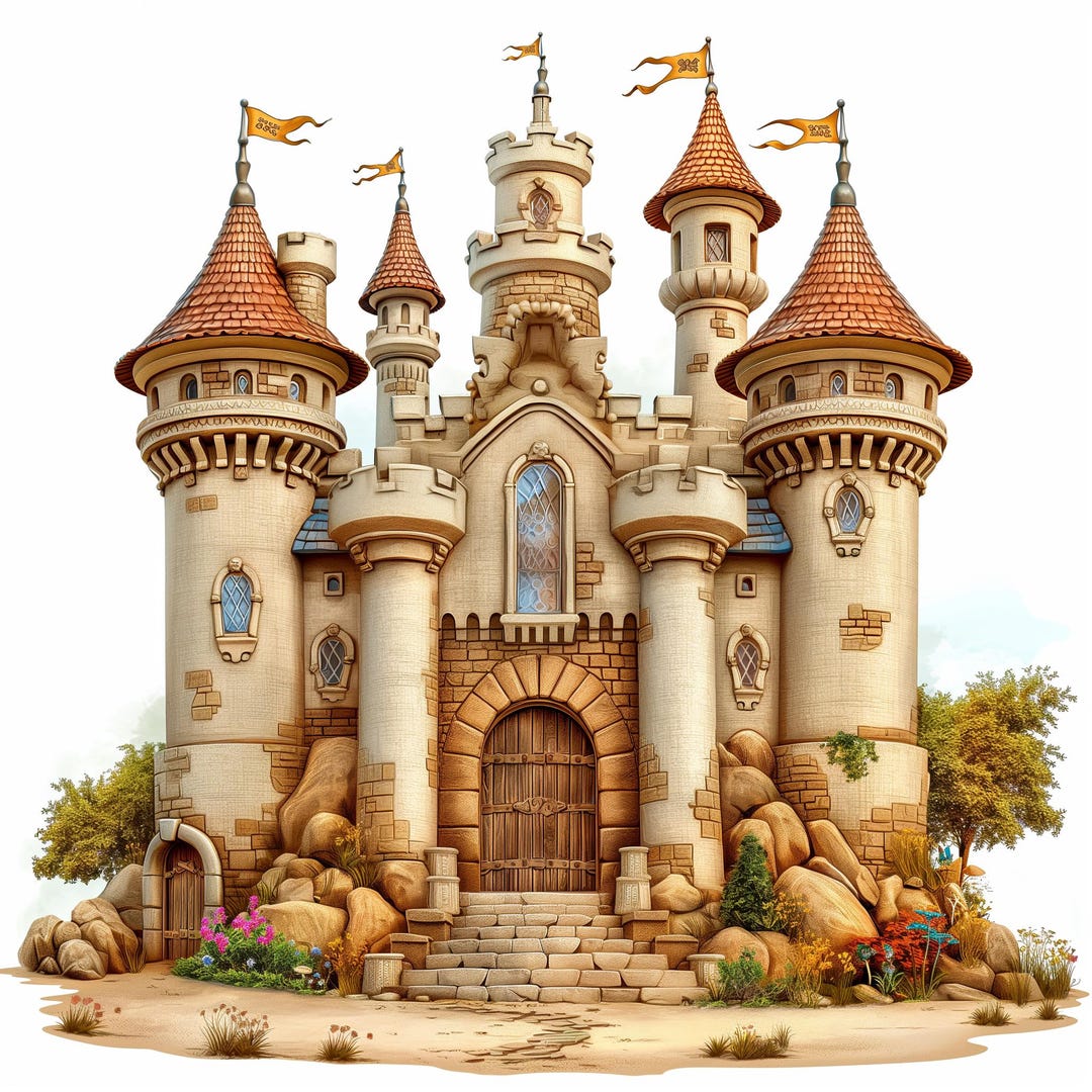 12 Watercolor Stone Castle Clipart, Medieval Fantasy Art, Vintage ...