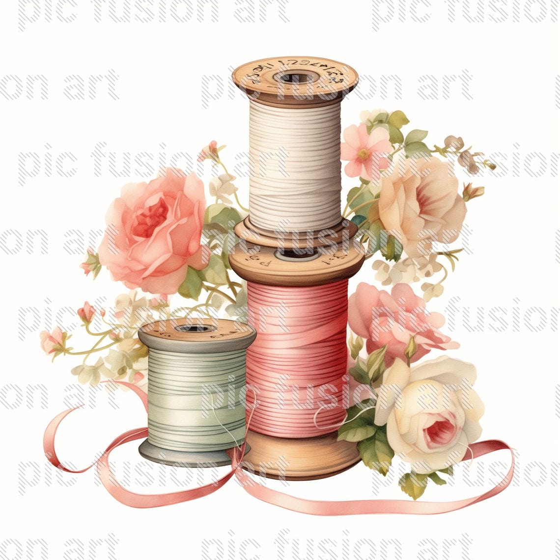 17 Shabby Chic Thread Bobbin Clipart Vintage Sewing Art Thread Spool ...
