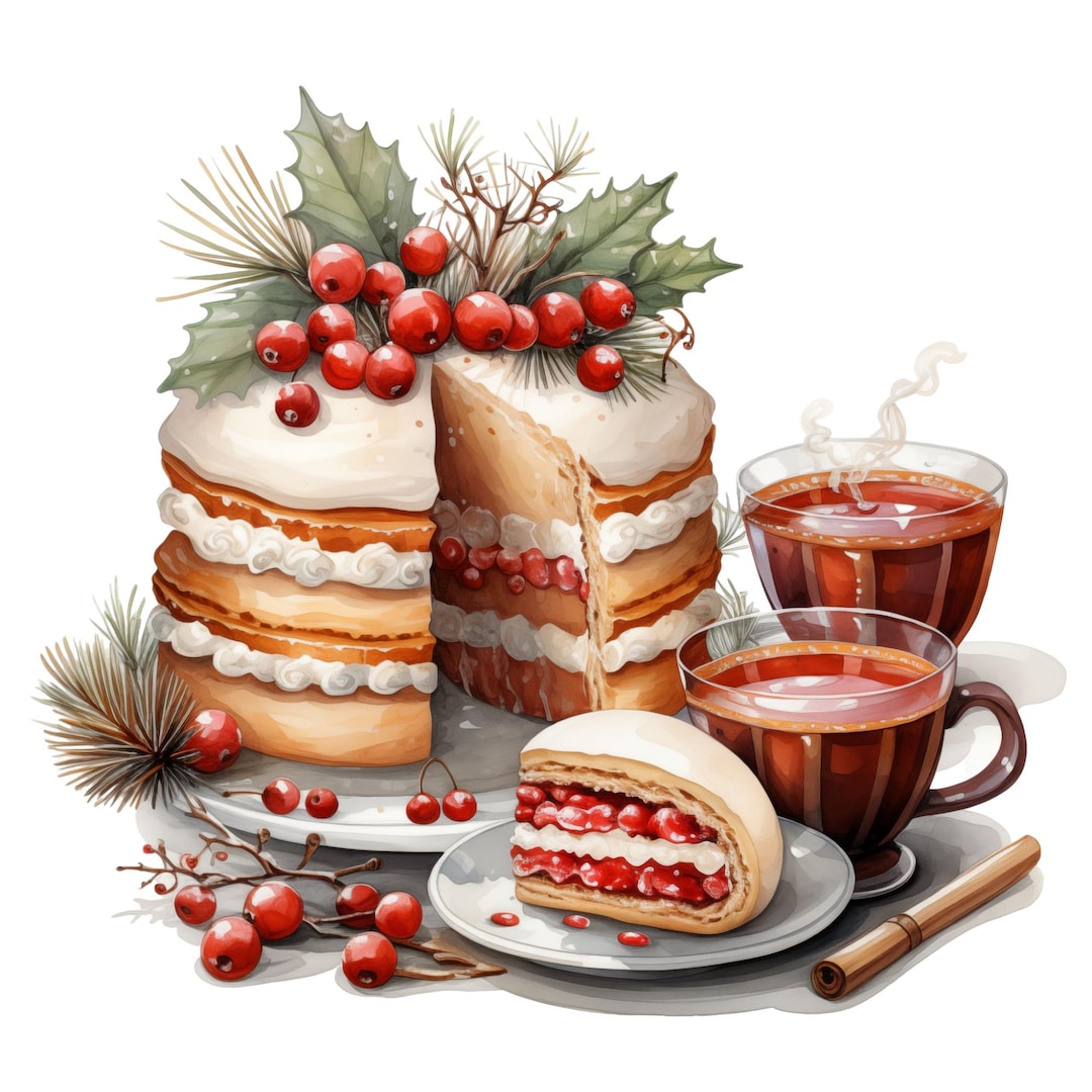 15 Christmas Bakery Clipart Illustrations Festive Cookie & Pastry ...