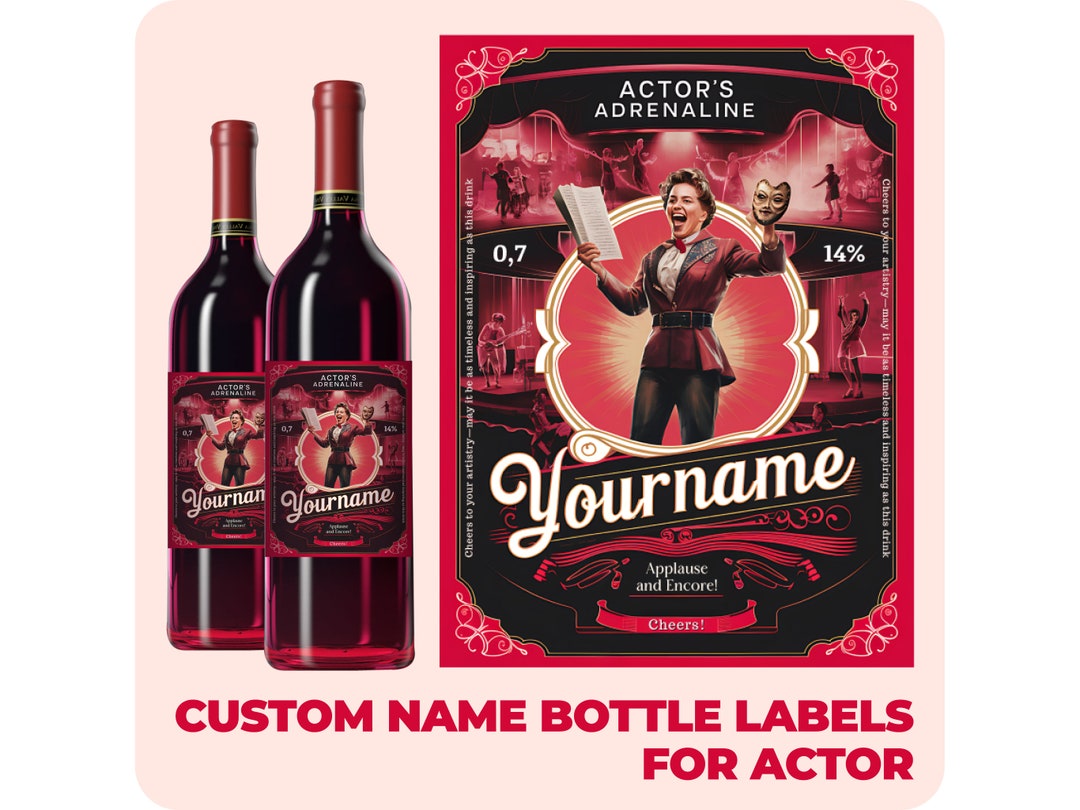 Printable Bottle Label for Actor Unique Custom Gift for Actor, Digital ...