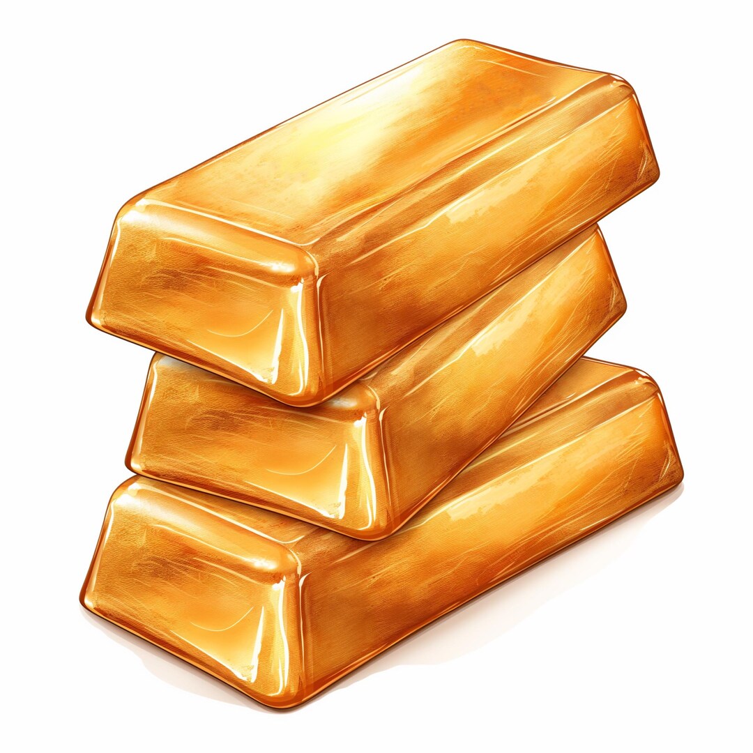 16 Gold Bars Clipart Luxurious and Shiny Treasure Illustrations for ...