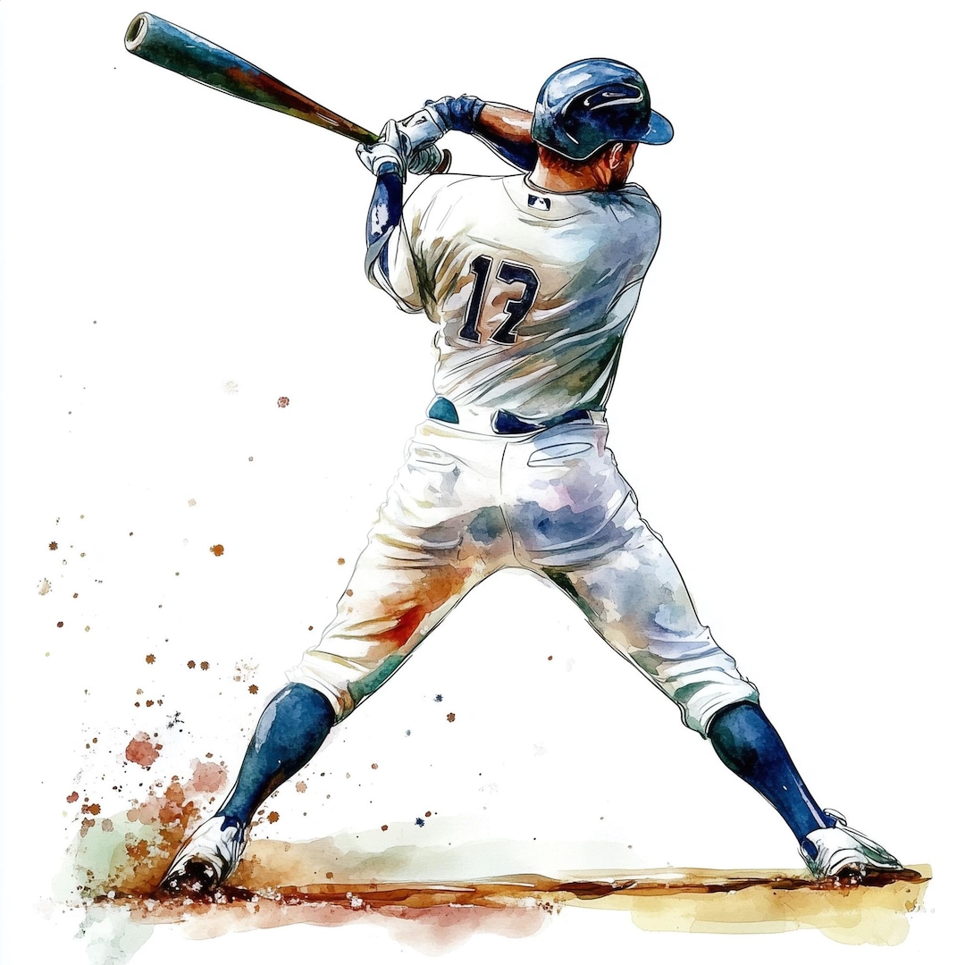 15 Baseball Player Clipart Set Vintage Sports Artwork Athletic Action ...