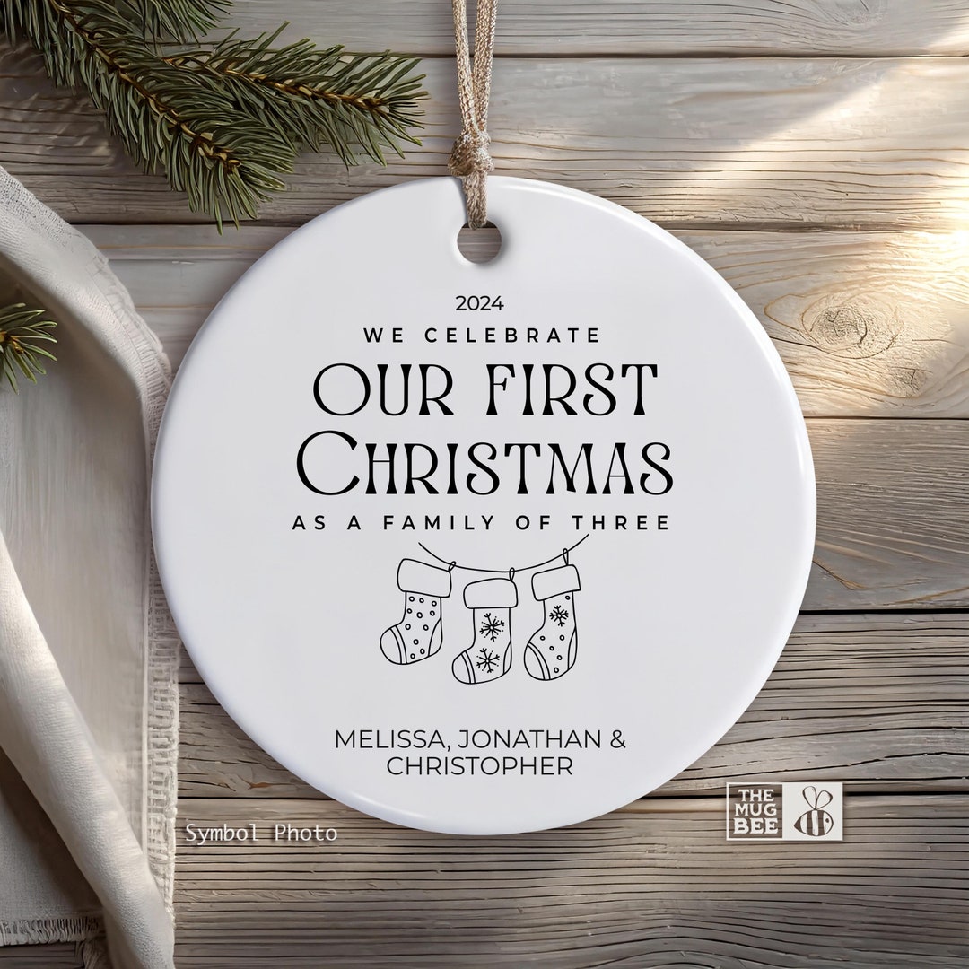 Family of Three Christmas Ornament - First Christmas, 3 Christmas ...