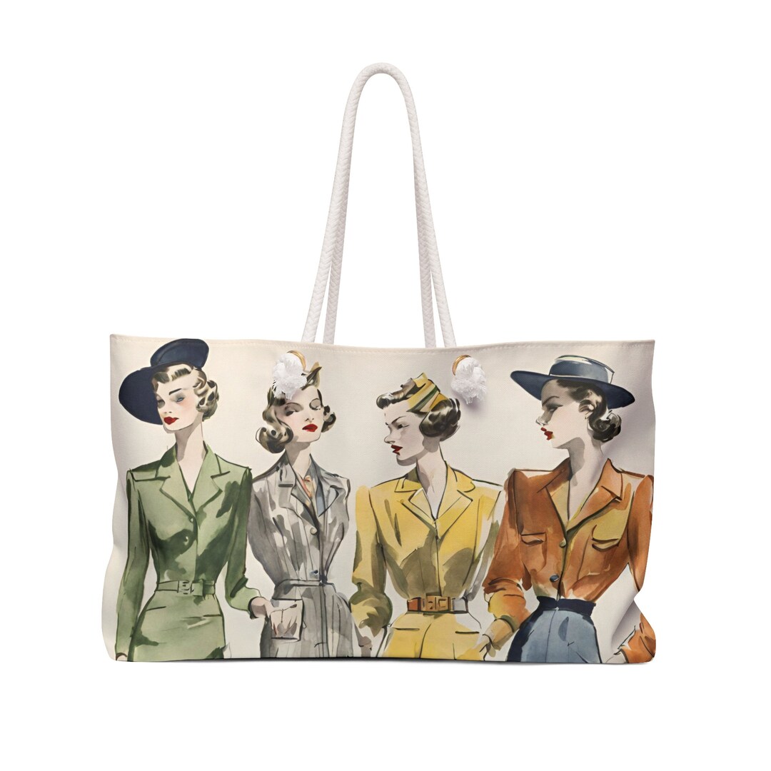 Vintage Catwalk Models on Two Sided Weekender Bag. Weekender Tote Bag ...