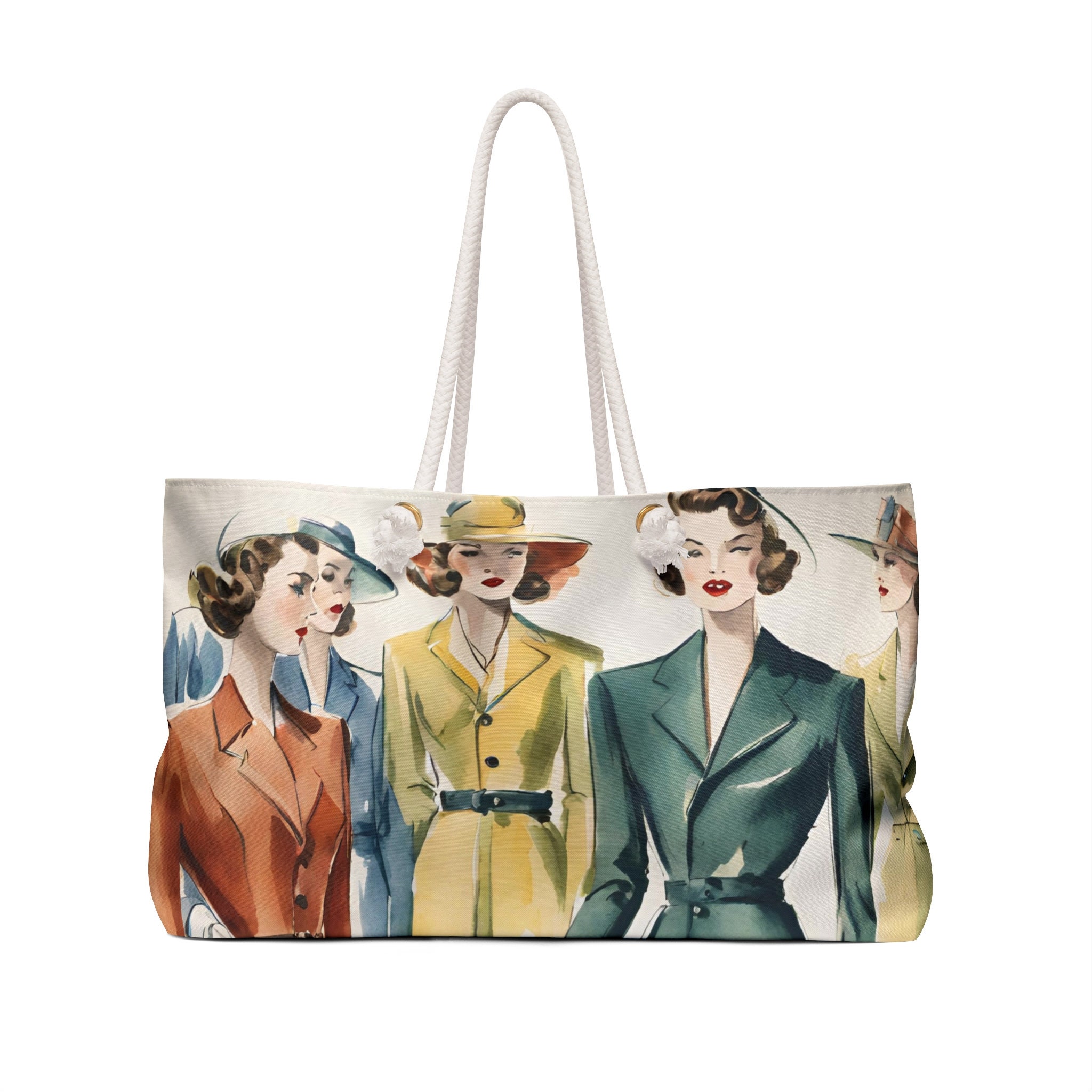 Vintage Catwalk Models on Two Sided Weekender Bag. Weekender Tote Bag ...