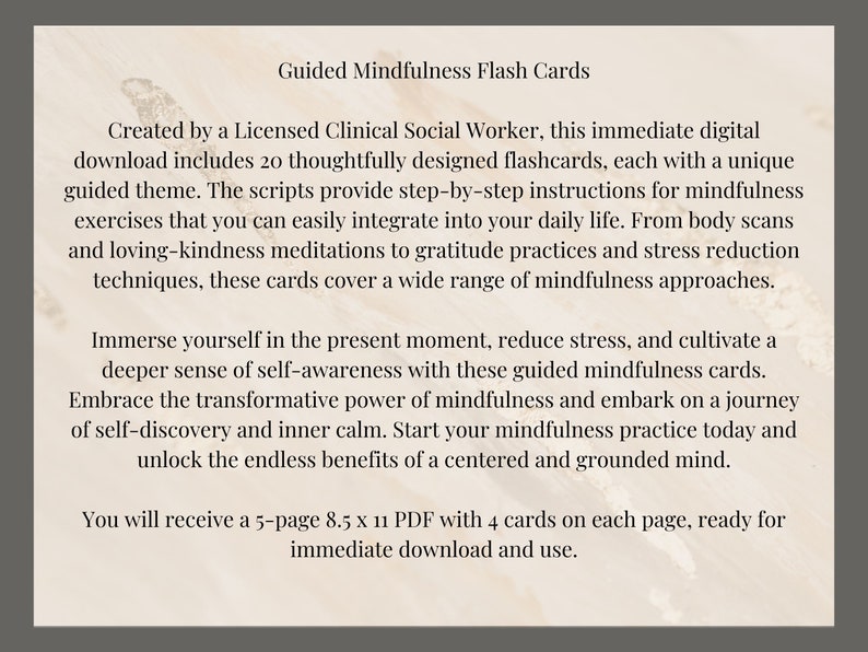 Guided Mindfulness Flash Cards, Anxiety Coping Skill Cards, Guided ...