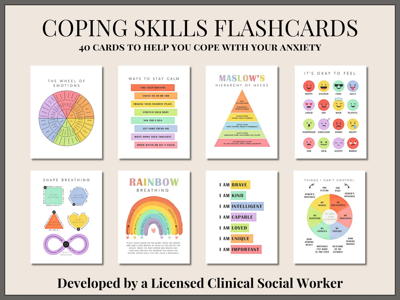Anxiety Coping Skills Flashcards Workbook Digital or Printable ...