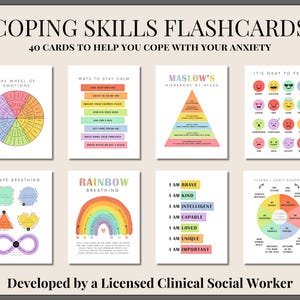 Anxiety Coping Skills Flashcards Workbook Digital or Printable ...