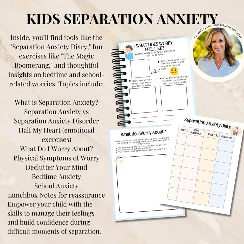 Kids Separation Anxiety Therapy Worksheets for Parents, Therapists ...