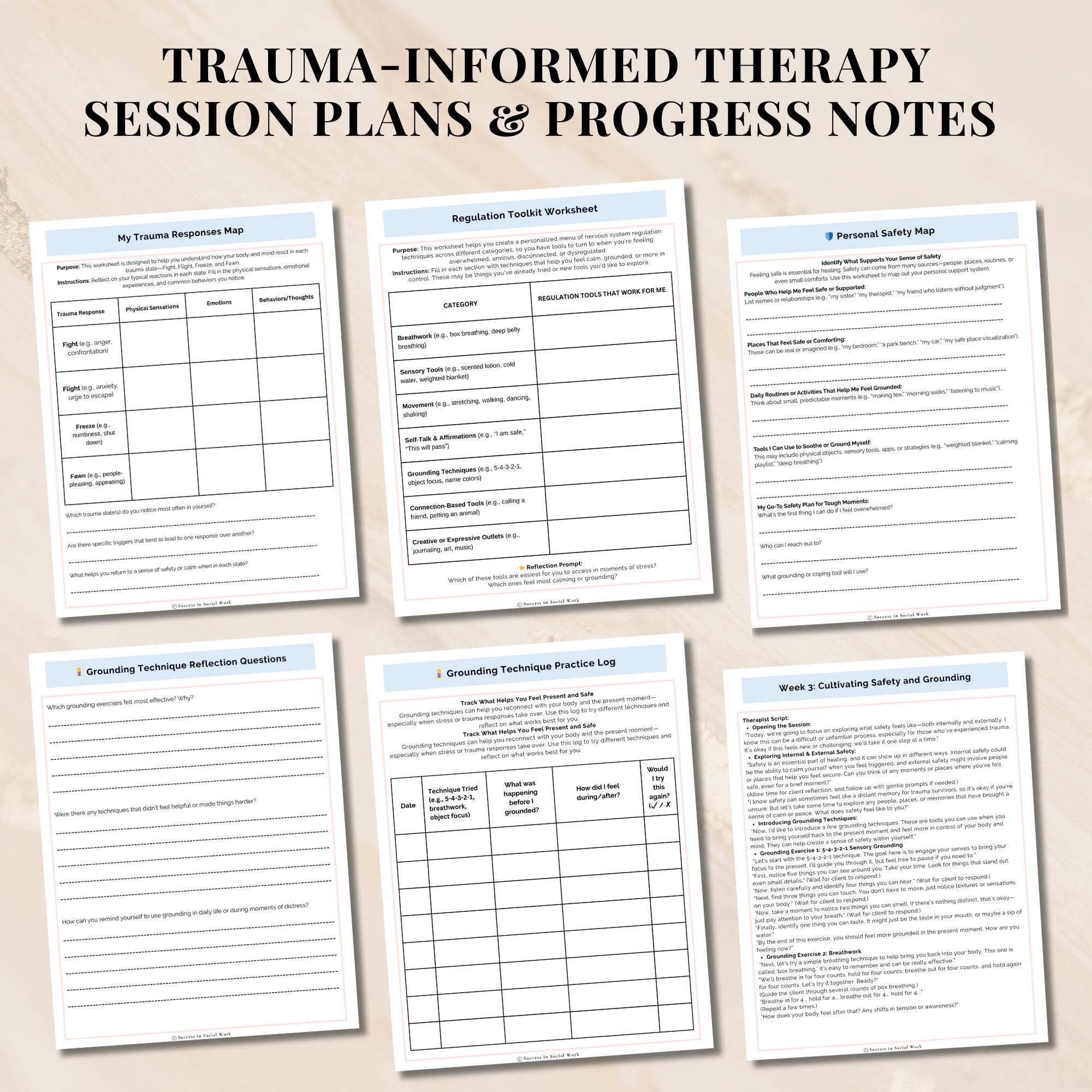 Trauma-informed Therapy Progress Note Templates,therapy Note Sentence ...