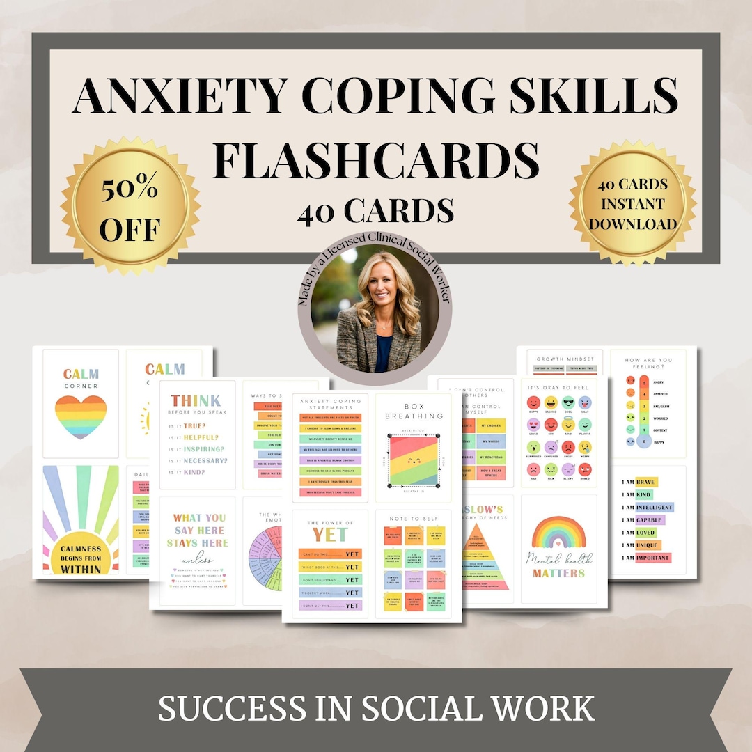 Anxiety Coping Skills Flashcards Workbook Digital or Printable ...