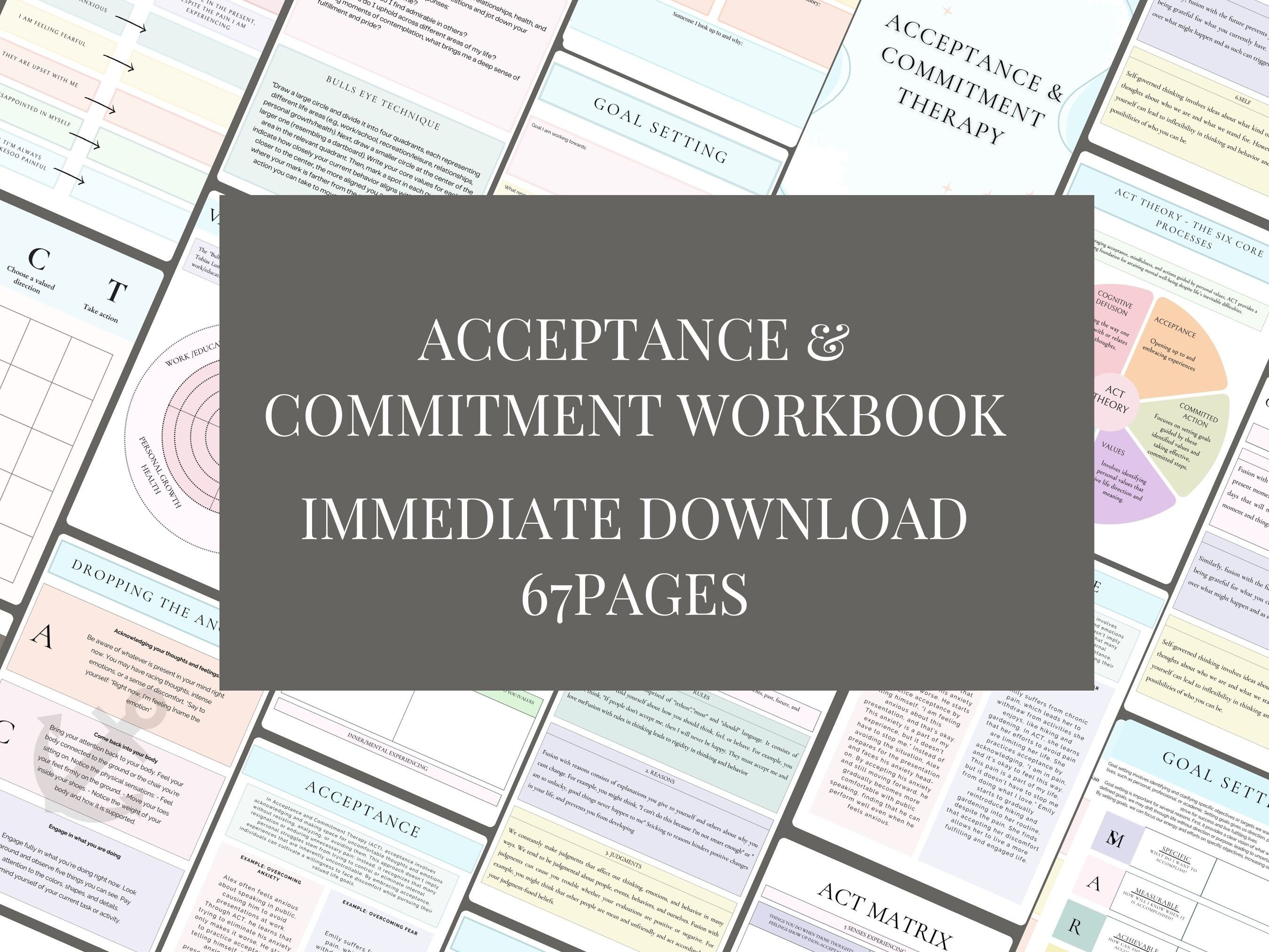 Acceptance and Commitment Therapy Worksheets,act Therapy Worksheets ...