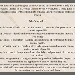 Circle of Control Therapy Worksheets, Worry Worksheets, Things I Can ...