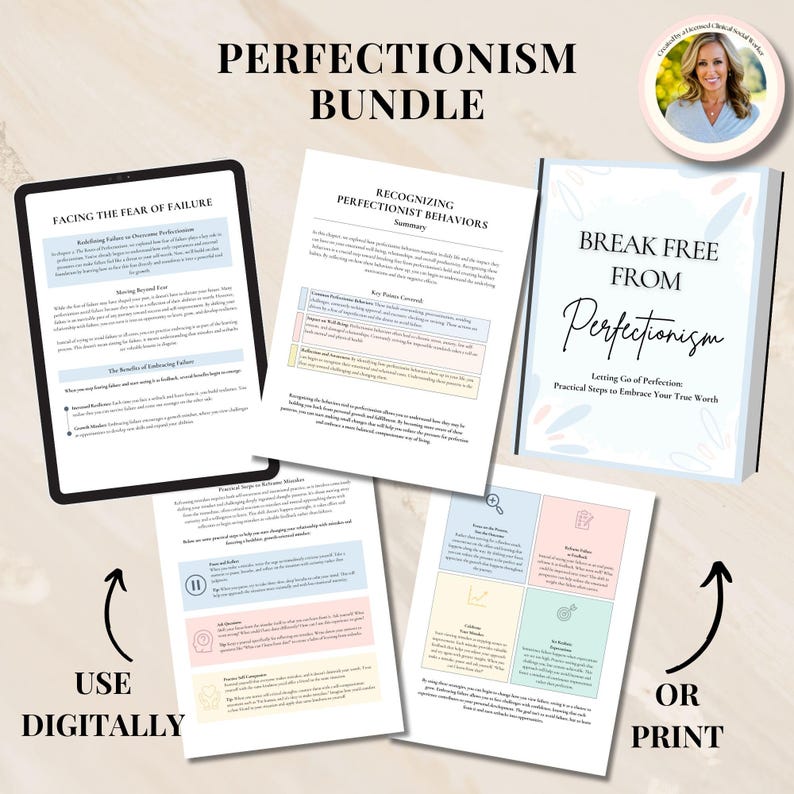 Perfectionism Therapy Worksheet Bundle for Perfectionists Break the ...