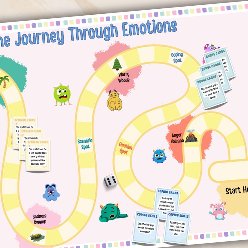 Kids Emotions Board Game Therapy Coping Skills Game for Kids Emotional ...