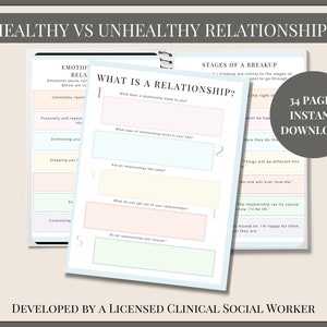 Healthy Vs Unhealthy Relationships Workbook, Teen Therapy Worksheets ...