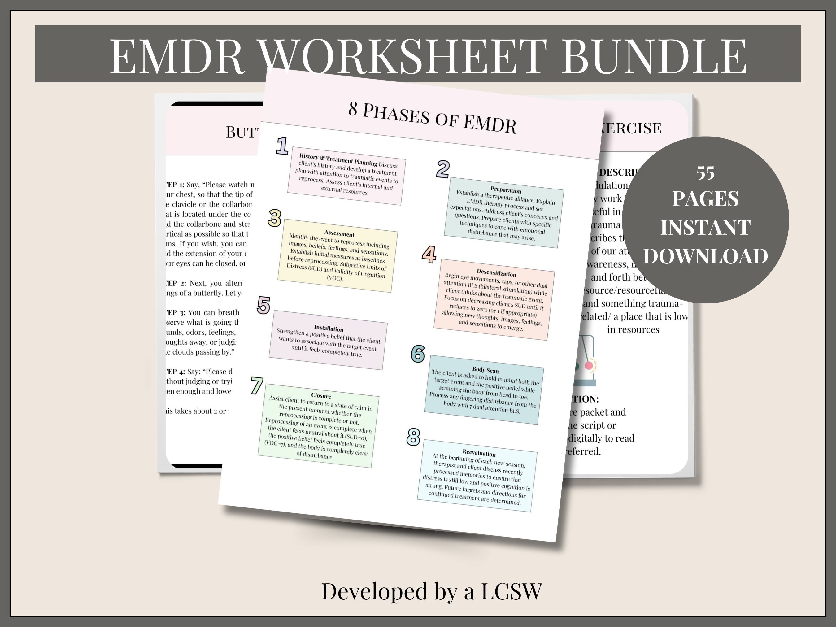 EMDR Bundle, EMDR Worksheets, Emd Tools, Emdr Interweaves, Counseling ...