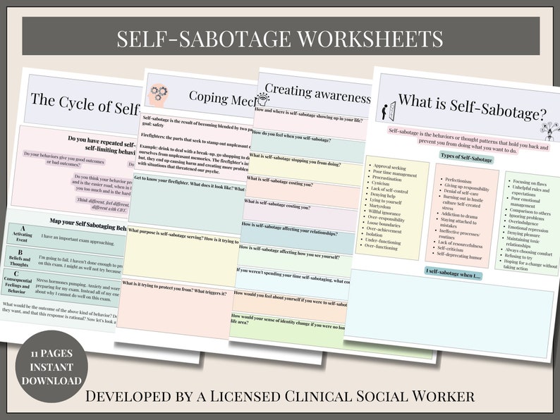 Self Sabotage Workbook,self-love Journal Therapy,emotional Regulation ...