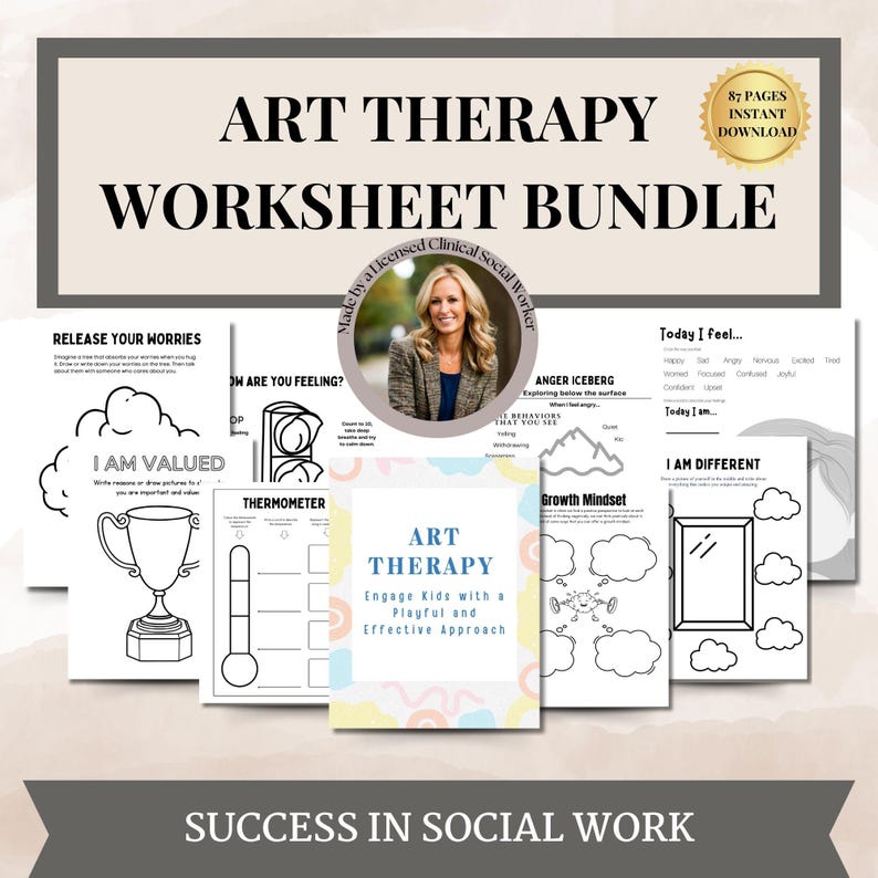 Art Therapy Worksheets for Mental Health School Counselors Therapists ...