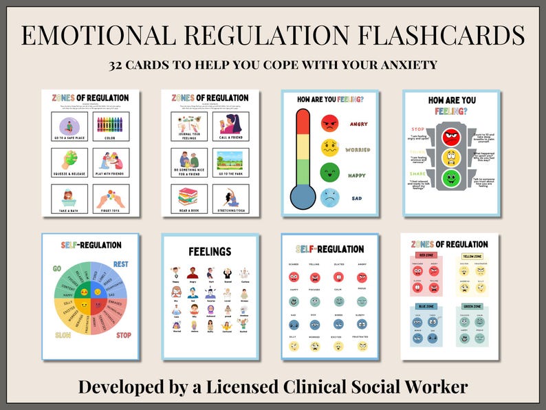 Emotional Regulation Self-regulation Flashcards, Calming Corner Tools ...