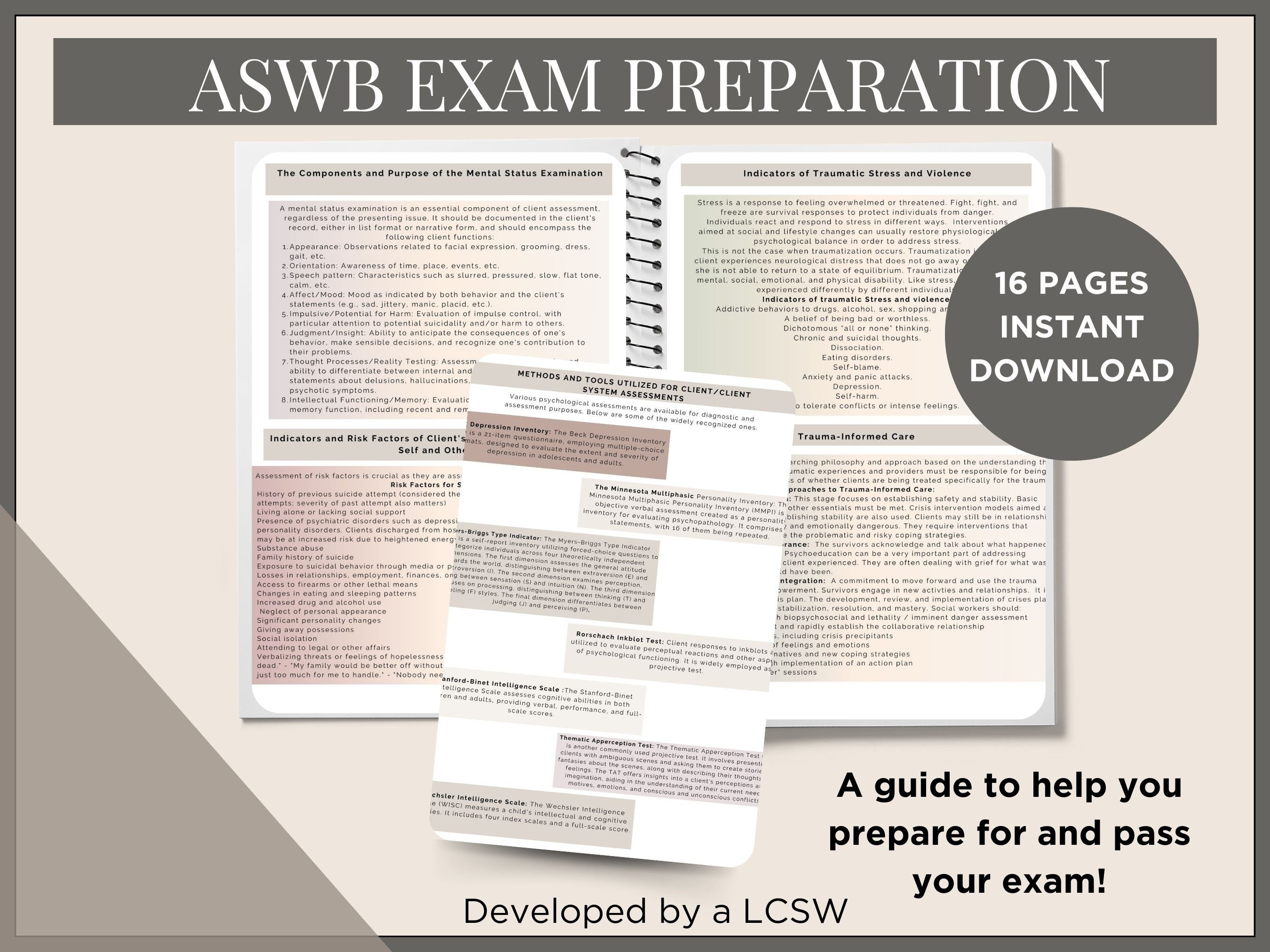Social Work Study Guide,lcsw/lmsw Study Guide,assessment Treatment and ...
