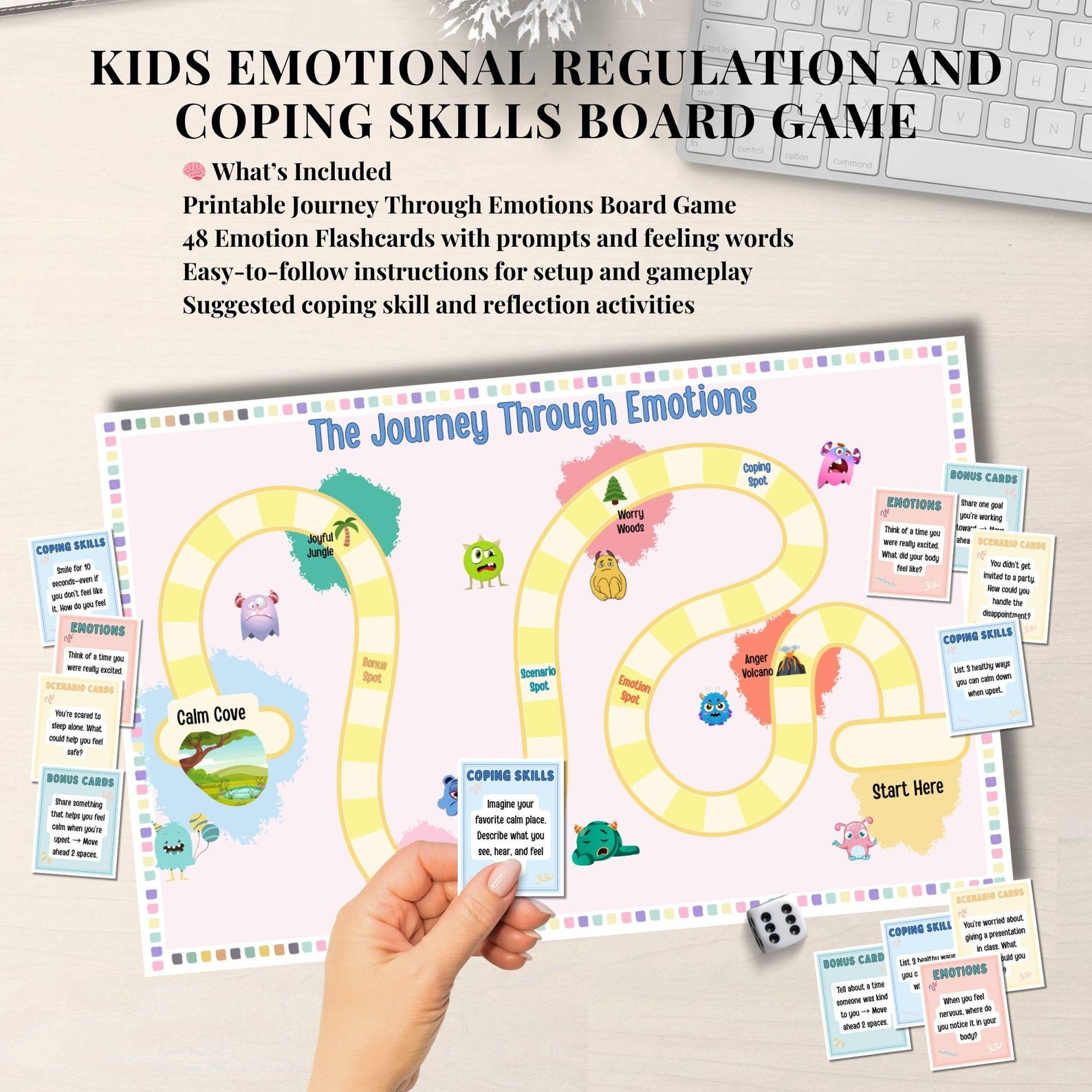 Kids Emotions Board Game Therapy Coping Skills Game for Kids Emotional ...