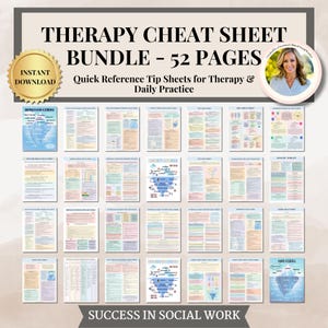 Therapy Cheat Sheet Bundle for Therapists and Mental Health ...